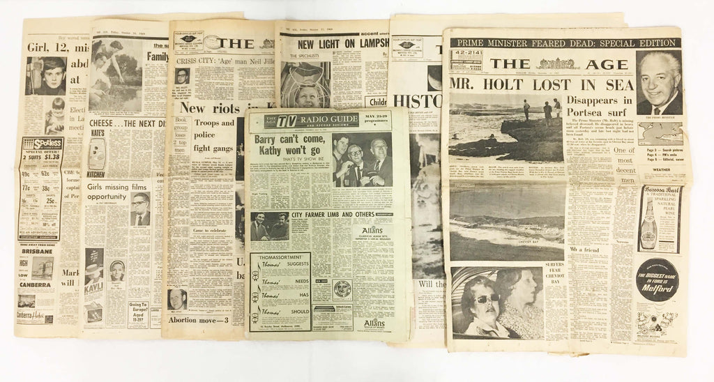 The Age Newspaper - 1969 - Various Dates - Set of 7 – The Prop Collective
